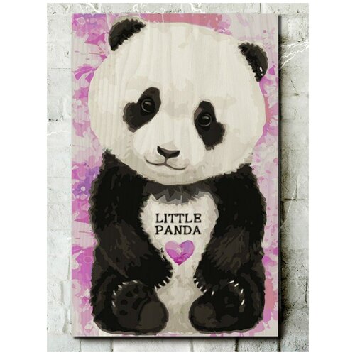Картина интерьерная на дереве животные медведь панда милота - 5074