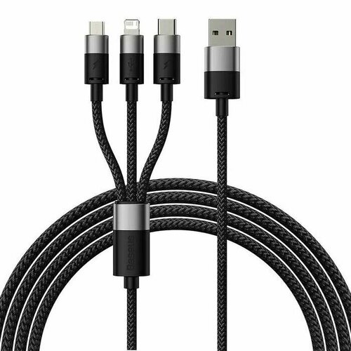 USB-кабель 3 в 1 Baseus StarSpeed Series, USB-C + Micro + Lightning 3,5A, 1,2 м (черный )