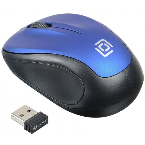 Мышь компьютерная Oklick 665MW черный/синий опт (1000dpi) беспр USB (3but)