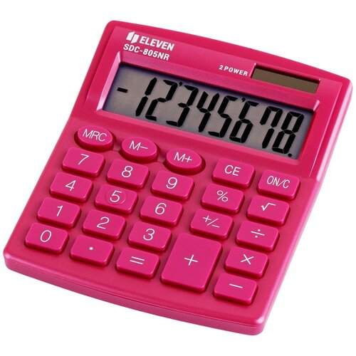 Калькулятор Eleven настольный, 8 разрядов, двойное питание, 127х105х21 мм, розовый (SDC-805NR-PK)