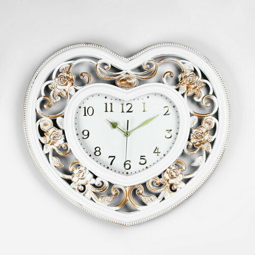 Часы настенные, серия: Интерьер, "Сердце", дискретный ход, 1АА, d-25.5 см, 55 x 48 см