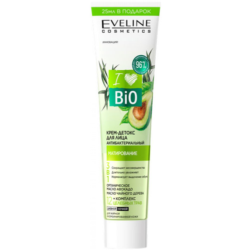 Eveline I Love Bio+ Крем-Детокс для лица Антибак.-Матиров.125мл EVELINE I Love Комплекс 12 Целеб