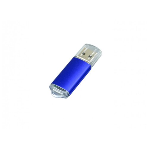 Металлическая флешка с прозрачным колпачком (128 Гб / GB USB 2.0 Синий/Blue 018)