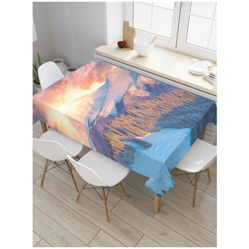 Скатерть прямоугольная JoyArty на кухонный стол "Рассвет на вершинах" из оксфорда, 120x145 см