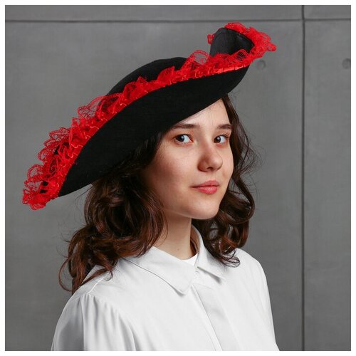 Карнавальная шляпа "Пиратка", с каймой, р-р. 56-58