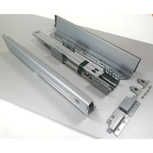 Комплект боковин и направляющих с доводчиком для выдвижного кухонного ящика GRATIS 84*500 мм, серый