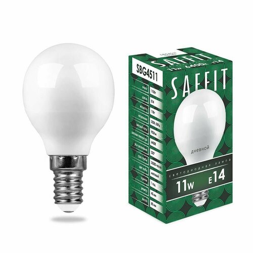 Лампа светодиодная Saffit E14 11W 6400K матовая SBG4511 10 штук В комплекте