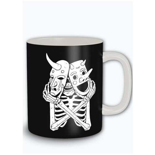 Кружка белая микс черепа skull, готика, скелет - 3946