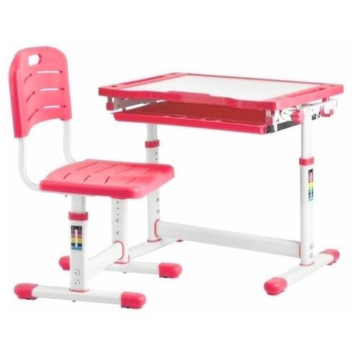Комплект Kinderzen Arlekino парта + стул + выдвижной ящик розовый