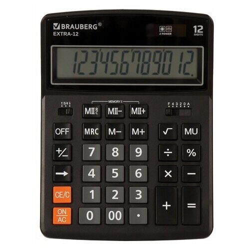 Калькулятор бухгалтерский BRAUBERG Extra-12, черный, 3 шт.