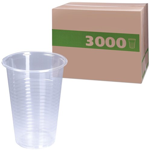 Одноразовые стаканы бюджет 200мл, комплект 3000 шт. (30 упаковок по 100 шт.), прозрачные, ПП - 1 шт.