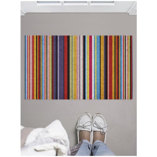 Придверный коврик в прихожую JoyArty "Разноцветные вертикальные полосы" для обуви, на резиновой основе, 75x45 см