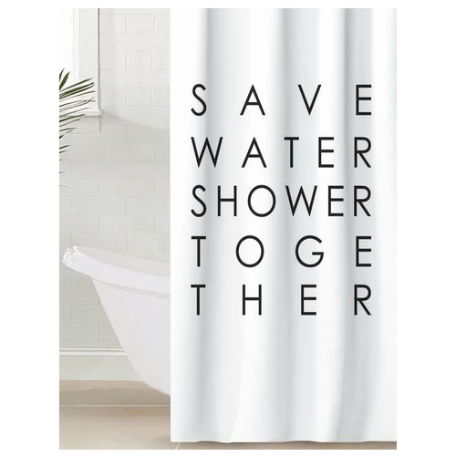 Штора для ванной Этель Save water 5494682, 145х180 см145х180 см, белый