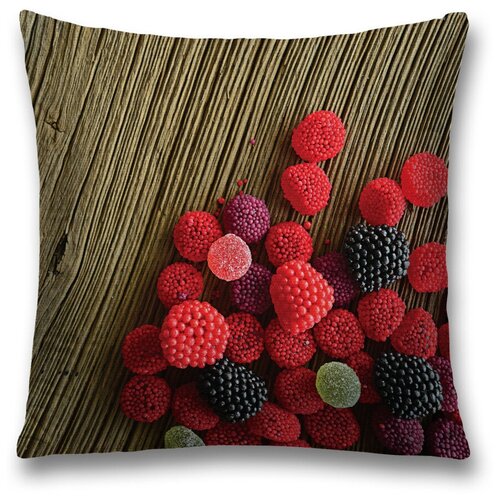 Наволочка декоративная на молнии, чехол на подушку JoyArty "Лесные ягоды" 45х45 см