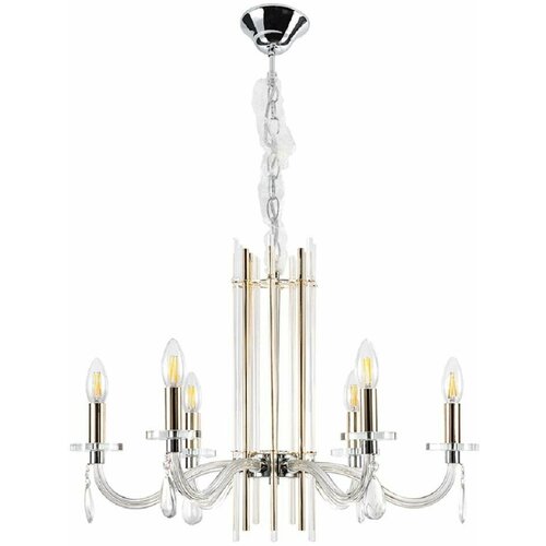 Подвесная люстра Crystal Lux AURELIO SP6 GOLD+CHROME/TRANSPARENT