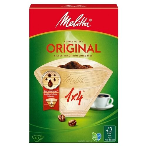 Одноразовые фильтры для капельной кофеварки Melitta Original коричневые Размер 1х4/40