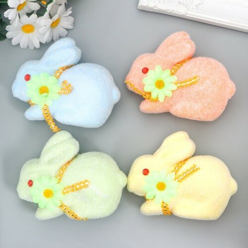MARU Декор пасхальный "Кролик с ленточкой и цветком на шее" микс 13 см