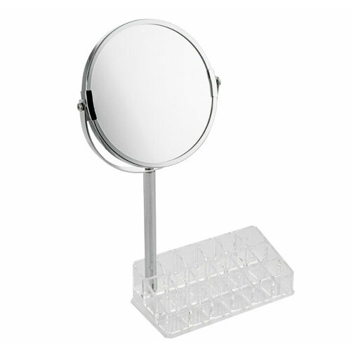 Зеркало косметическое санакс 75273 хром настольное с подставкой для макияжных принадлежностей