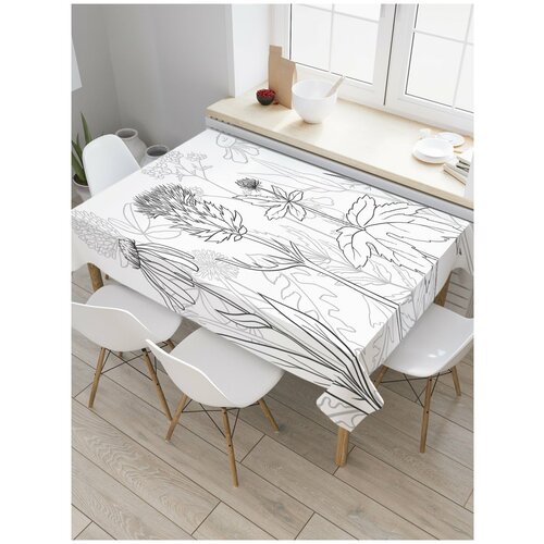 Скатерть прямоугольная JoyArty на кухонный стол "Графическая ботаника" из оксфорда, 120x145 см