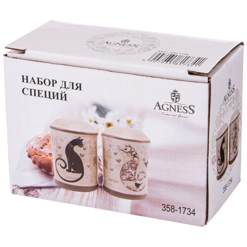 Набор для специй парижские коты 2 пр. высота 6,5 см Agness (358-1734)