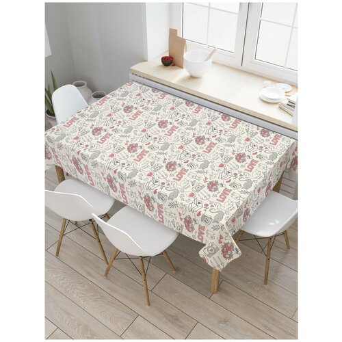 Скатерть прямоугольная JoyArty на кухонный стол "Букет на день влюбленных" из оксфорда, 180x145 см
