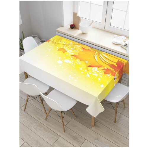 Скатерть прямоугольная JoyArty на кухонный стол "Цветущая тыква" из оксфорда, 180x145 см