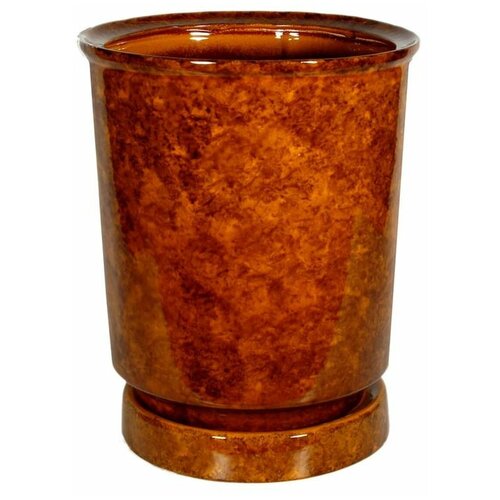 Горшок для цветов керамический с поддоном Vazon №4 коричневый 30л большой напольный высокий + Дренаж 1л - 5 шт.
