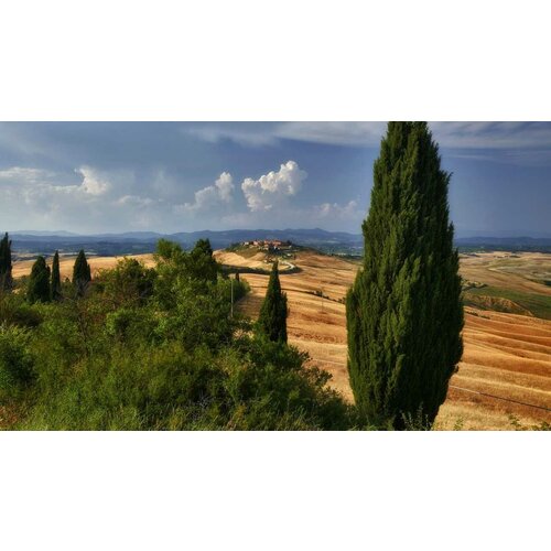 Картина на холсте 60x110 Альянс Лес "Тоскана дорога италия холмы" на подрамнике / интерьер/ декор