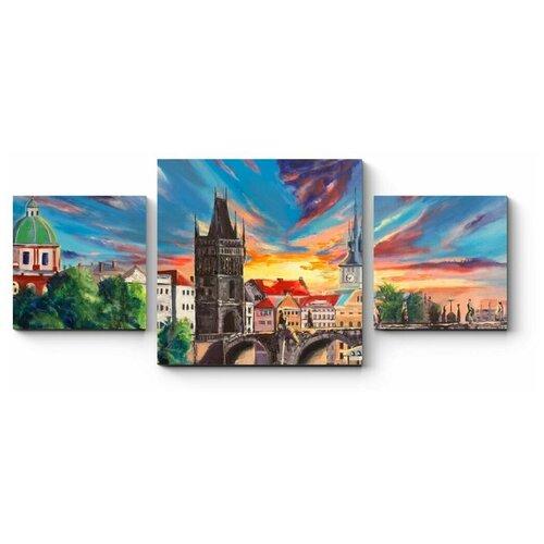 Модульная картина Прекрасный вид на Пражский град 150x64