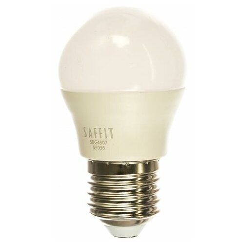 Лампа светодиодная LED 7вт Е27 теплый матовый шар (SBG4507) | код 55036 | SAFFIT (7шт. в упак.)