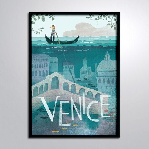 Постер в раме/Постер для интерьера/Современное искусство Картина Венеция Гондола Venice