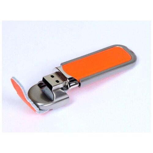 Кожаная флешка для нанесения логотипа с массивным корпусом (64 Гб / GB USB 2.0 Оранжевый/Orange 212 флеш накопитель SUPERTALENT DL)