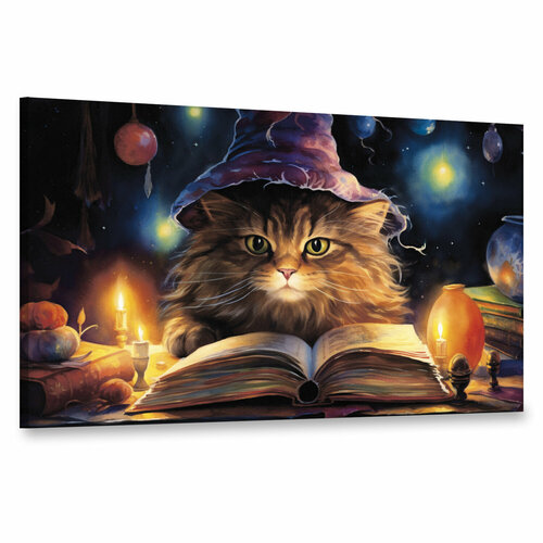 Интерьерная картина 100х60 "Кот и его волшебные моменты"