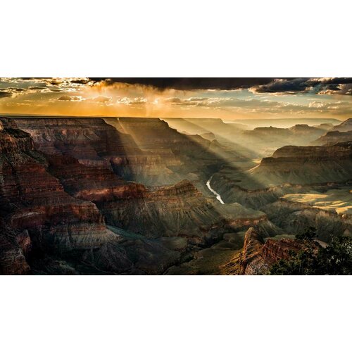 Картина на холсте 60x110 Альянс Лес "США скалы небо свет каньон" на подрамнике / интерьер/ декор