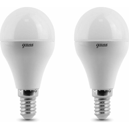 Светодиодная лампа Gauss Black 6.5W эквивалент 60W 4100K 550Лм E14 шар (комплект из 2 шт)
