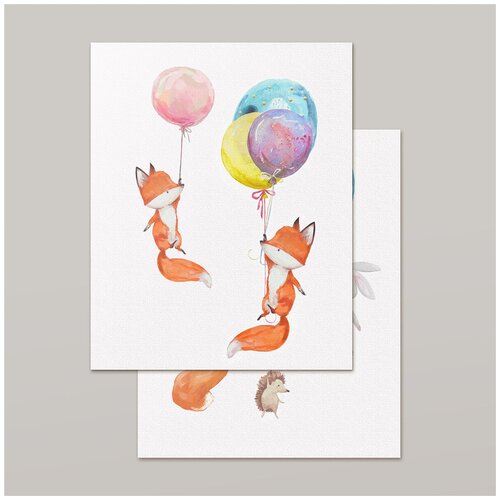 Интерьерные постеры Watercolor animals (Акварельные животные), декор для детской, картина, 40*50 см (2 шт) (Moda interio, арт. 42-083)