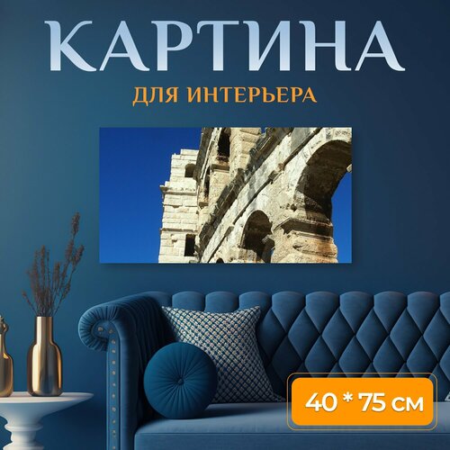 Картина на холсте "Пула, амфитеатр, рим" на подрамнике 75х40 см. для интерьера