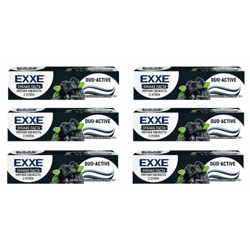 EXXE Зубная паста Мятная свежесть с Углём, 100 г, 6 шт