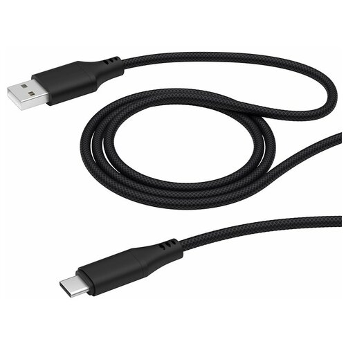 Дата-кабель USB A - USB-C, 5A, 1м, ткань, черный, Deppa 72283