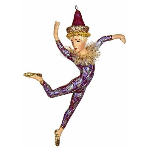 Ёлочная игрушка танцор комедиант, полистоун, пурпурный, 16 см, Goodwill B93409-1