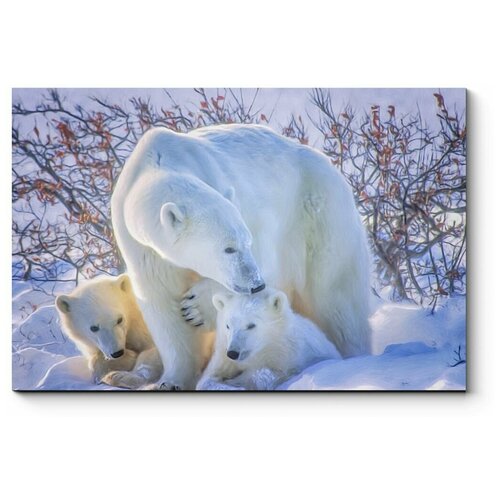Модульная картина Семейная прогулка полярных медведей 40x27