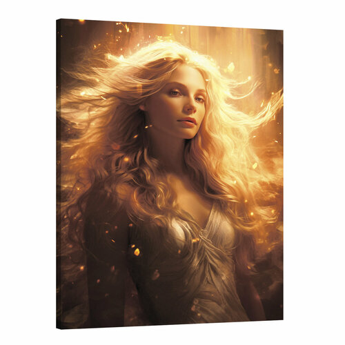 Интерьерная картина 50х70 "Ангел с золотыми прядями волос"