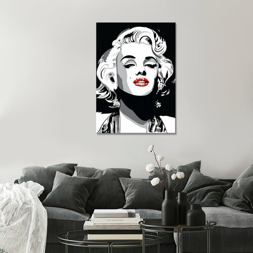 Интерьерная картина на холсте - Мэрлин Монро чёрно-белый портрет арт 50х70