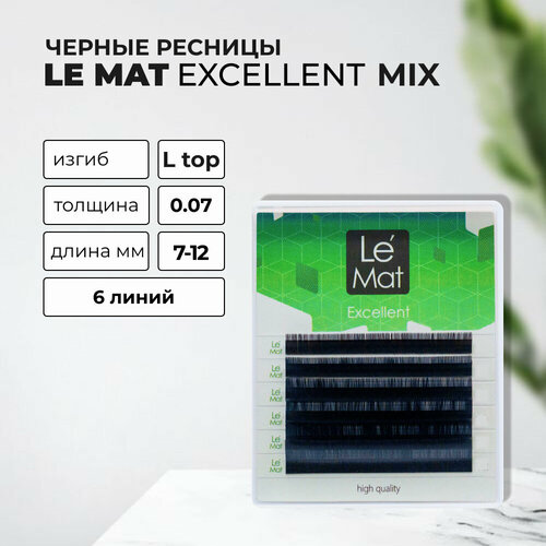 Ресницы черные Le Maitre Excellent 6 линий L Top 0.07 MIX 7-12 mm