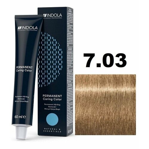 Indola Permanent Caring Color Крем-краска для волос 7/03 средний блондин натуральный золотистый 60мл