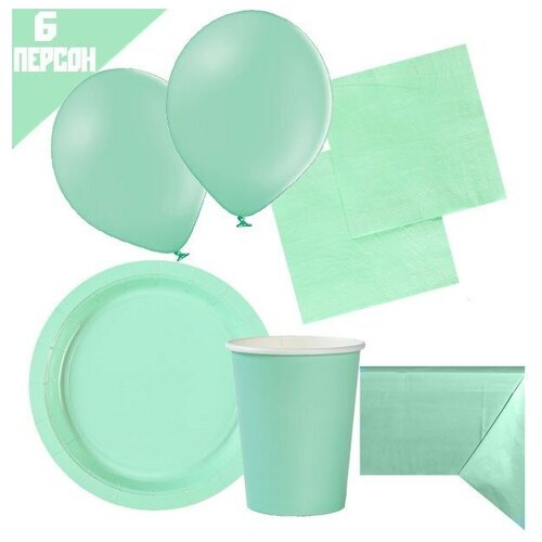 Набор посуды для праздника пастель зеленый
