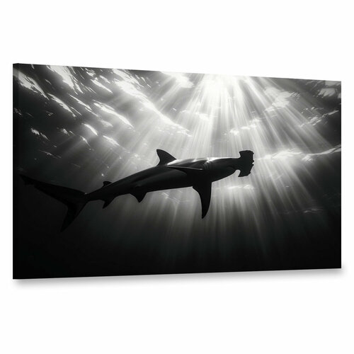 Интерьерная картина 100х60 "Акула: опасность с глубин"