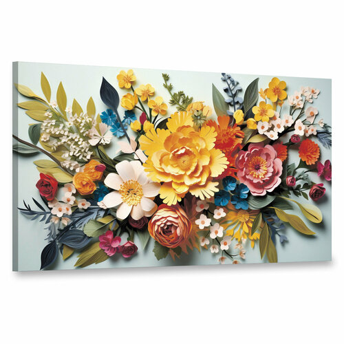 Интерьерная картина 100х60 "Букет весны в ярких красках"