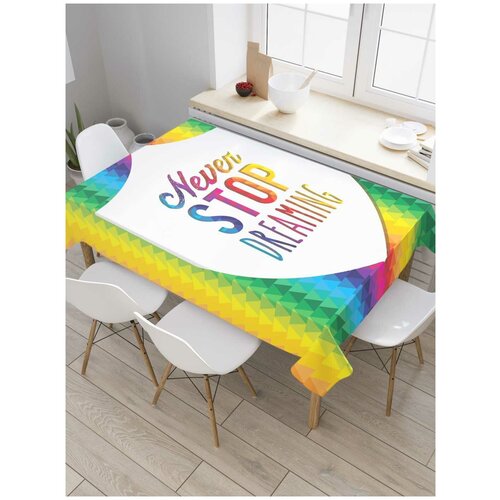 Скатерть прямоугольная JoyArty на кухонный стол "Яркие мечты" из оксфорда, 180x145 см