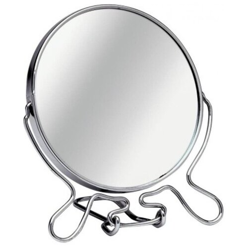 Зеркало настольное круглое железное двустороннее разного увеличения 16 см